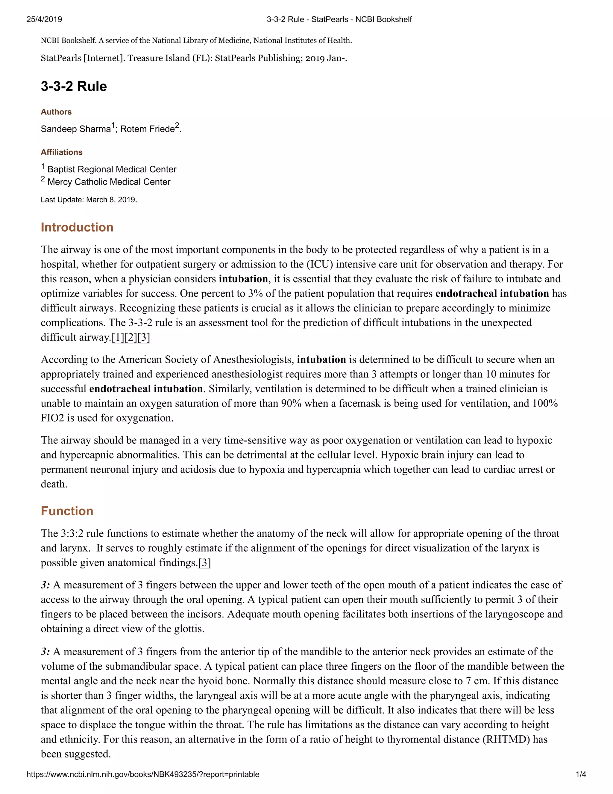 3-3-2 rule - stat pearls | PDF