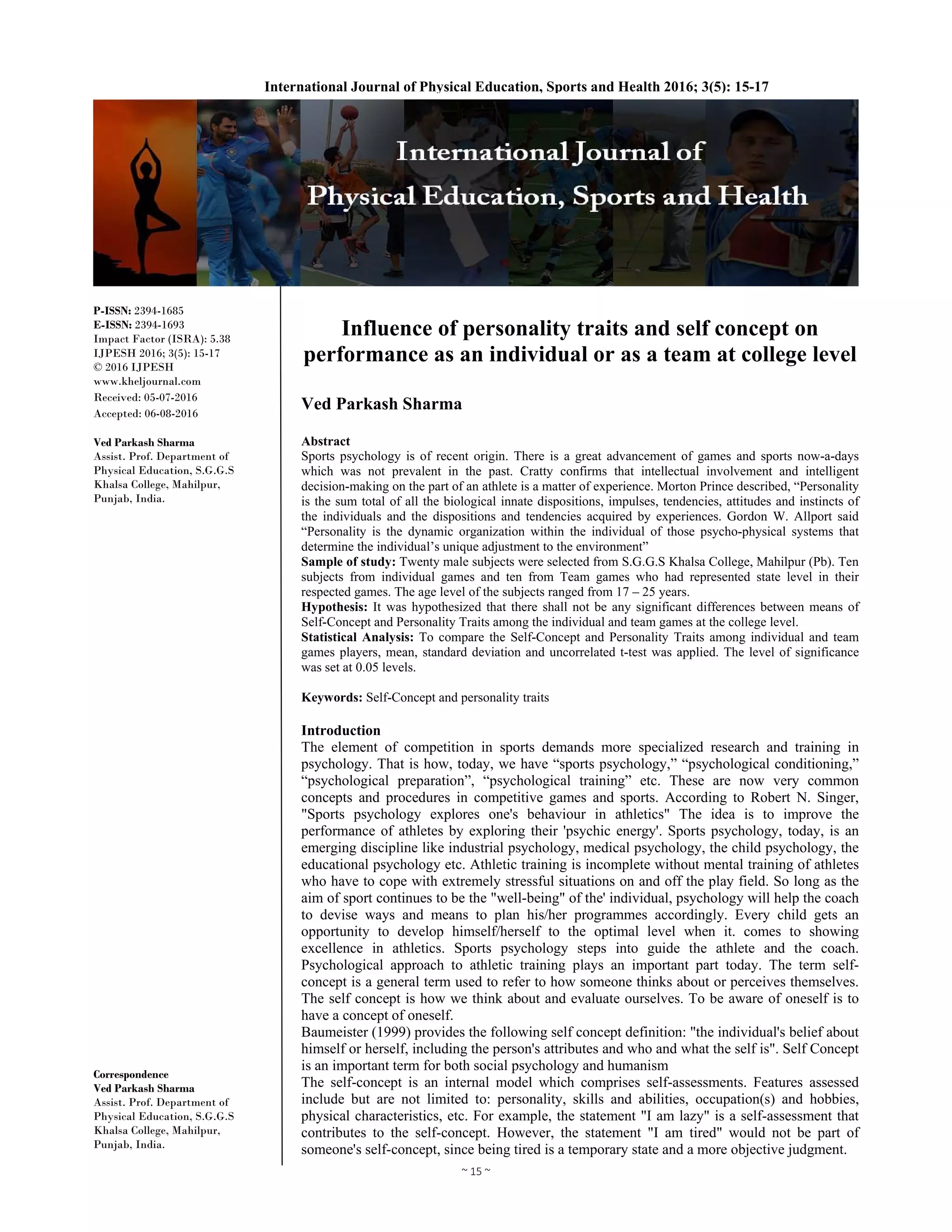 Influence of personality traits and self concept on performance as an ...