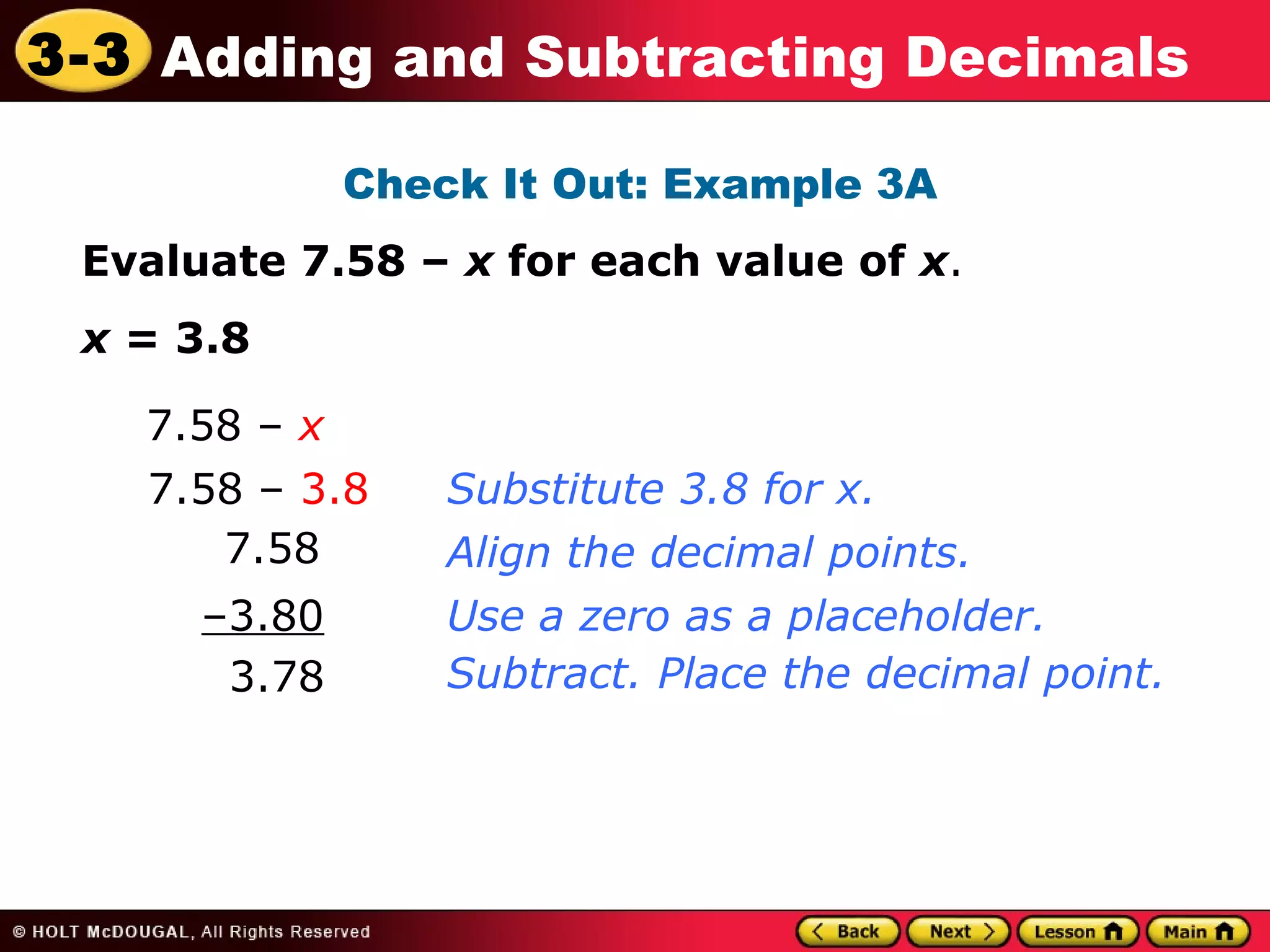 3 3 i can add and subtract decimals | PPT