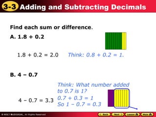 3 3 i can add and subtract decimals | PPT