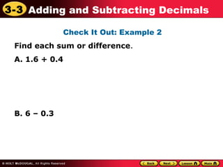 add and subtract decimals | PPT