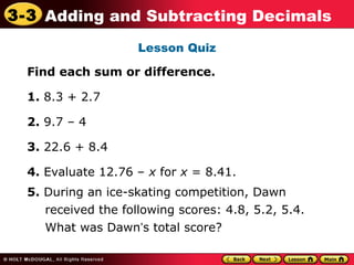 add and subtract decimals | PPT