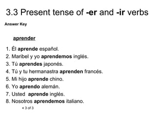 3.3 Present tense of -er and -ir verbs | PPT