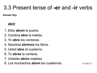 3.3 Present tense of -er and -ir verbs | PPT