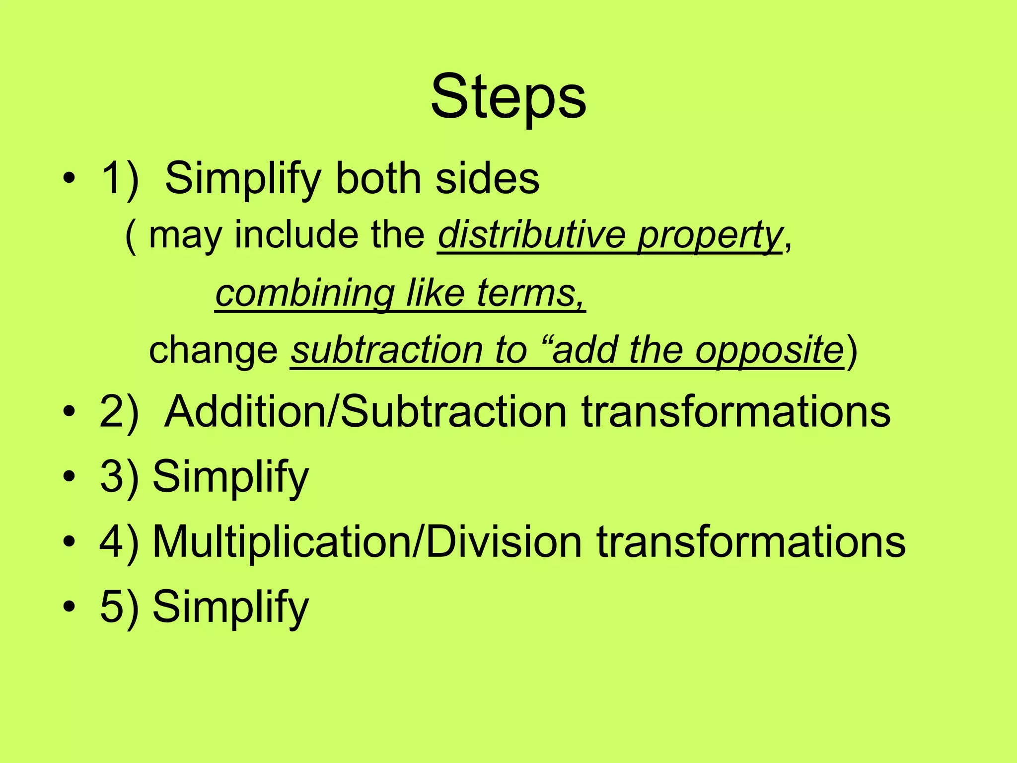 3.3 solve multi step equations - day 1 | PPTX