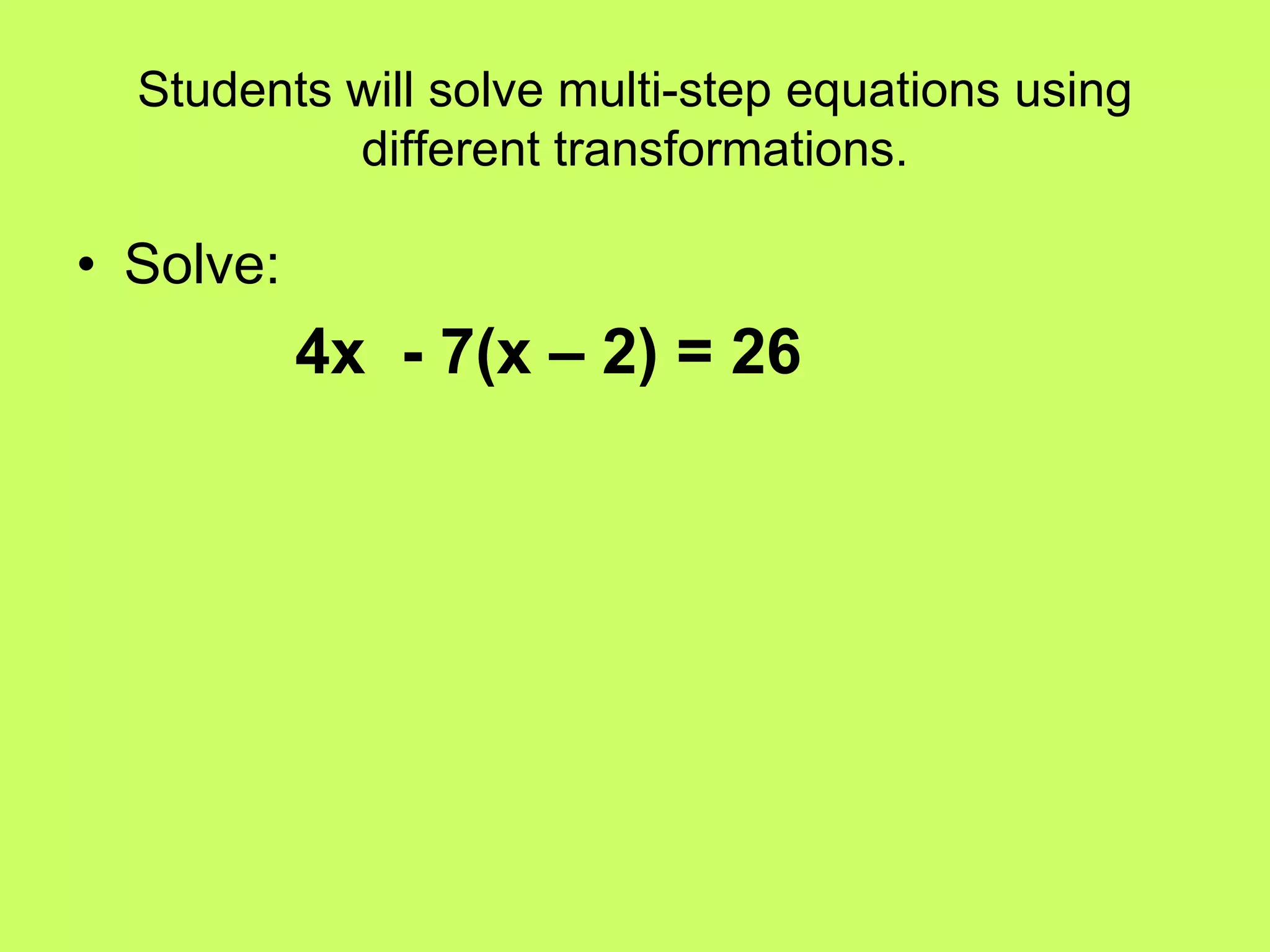 3.3 solve multi step equations - day 1 | PPT | Free Download
