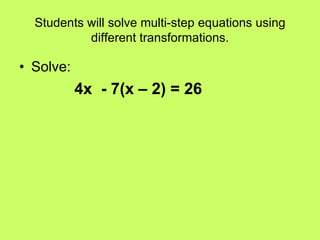 3.3 solve multi step equations - day 1 | PPTX