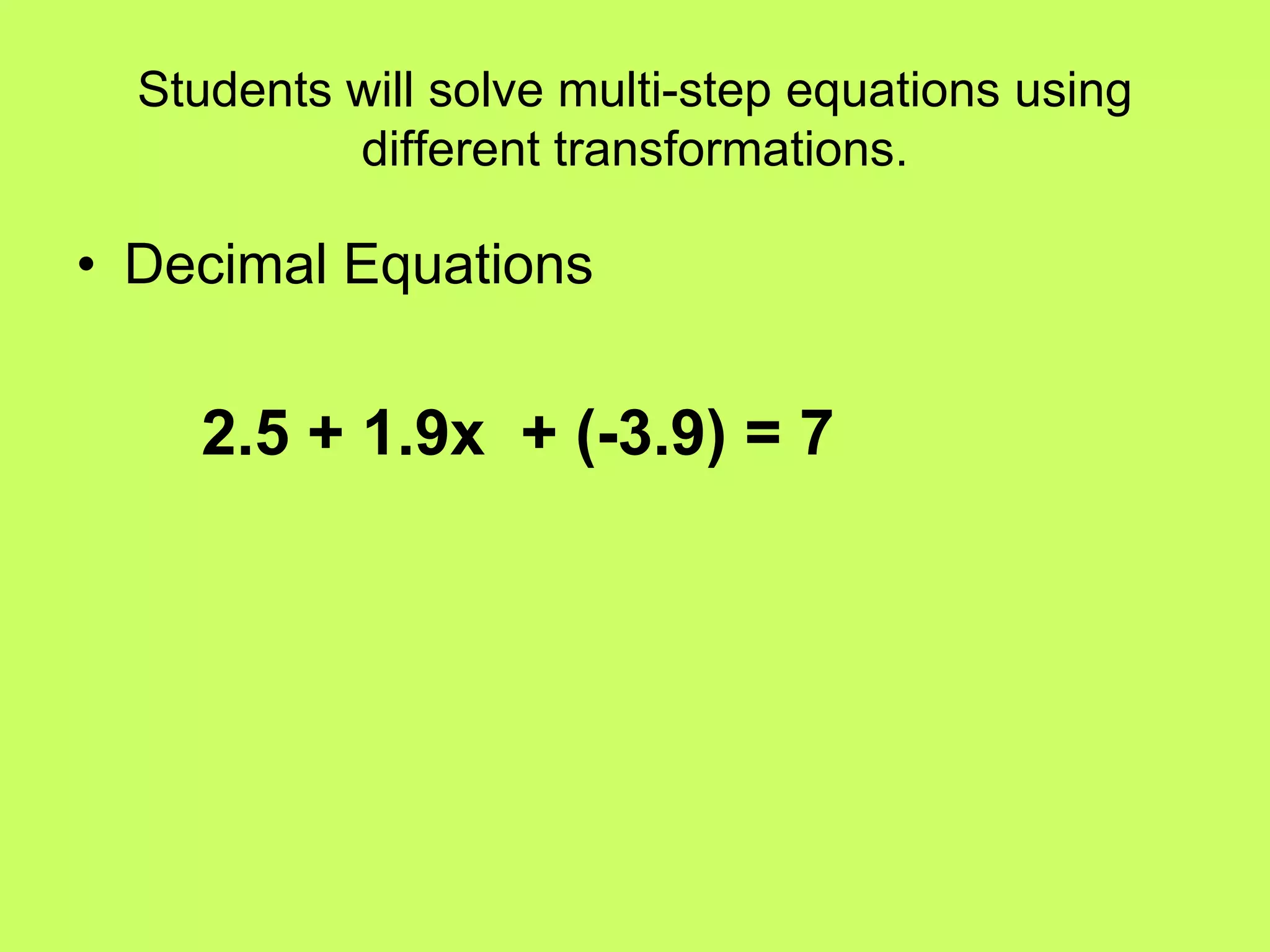 3.3 solve multi step equations - day 2 | PPT