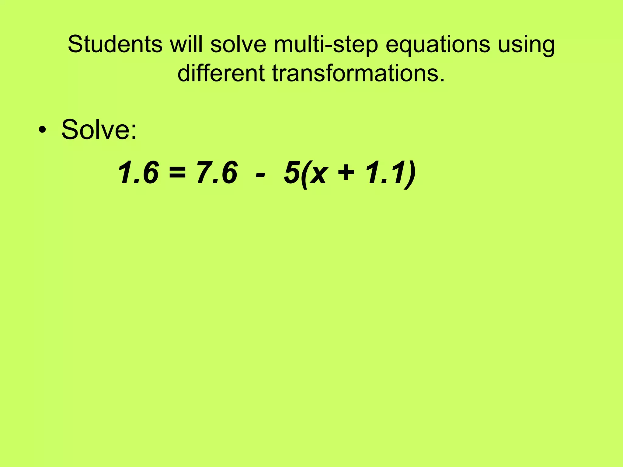 3.3 solve multi step equations - day 2 | PPT