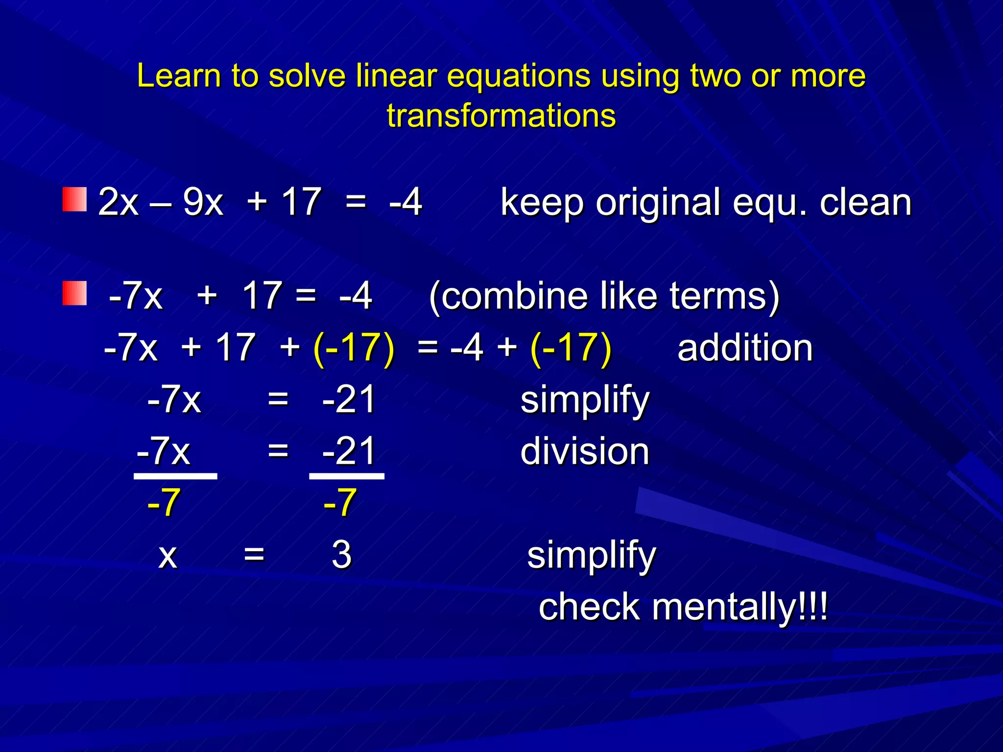 3.3 two step equations 1 | PPT