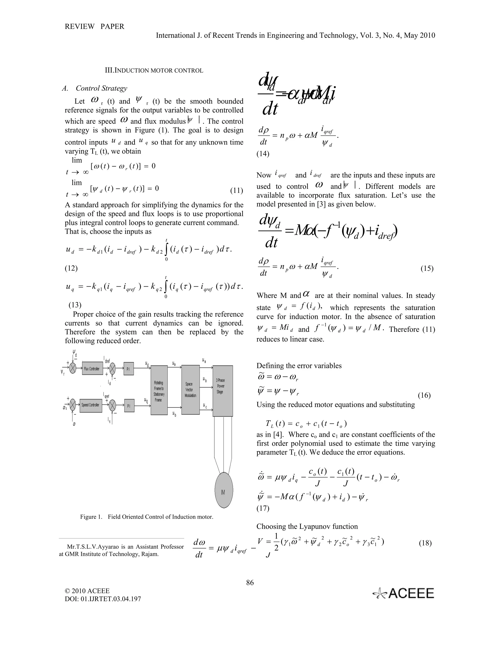 Adaptive Control Of Saturated Induction Motor With Uncertain Load Torque Pdf