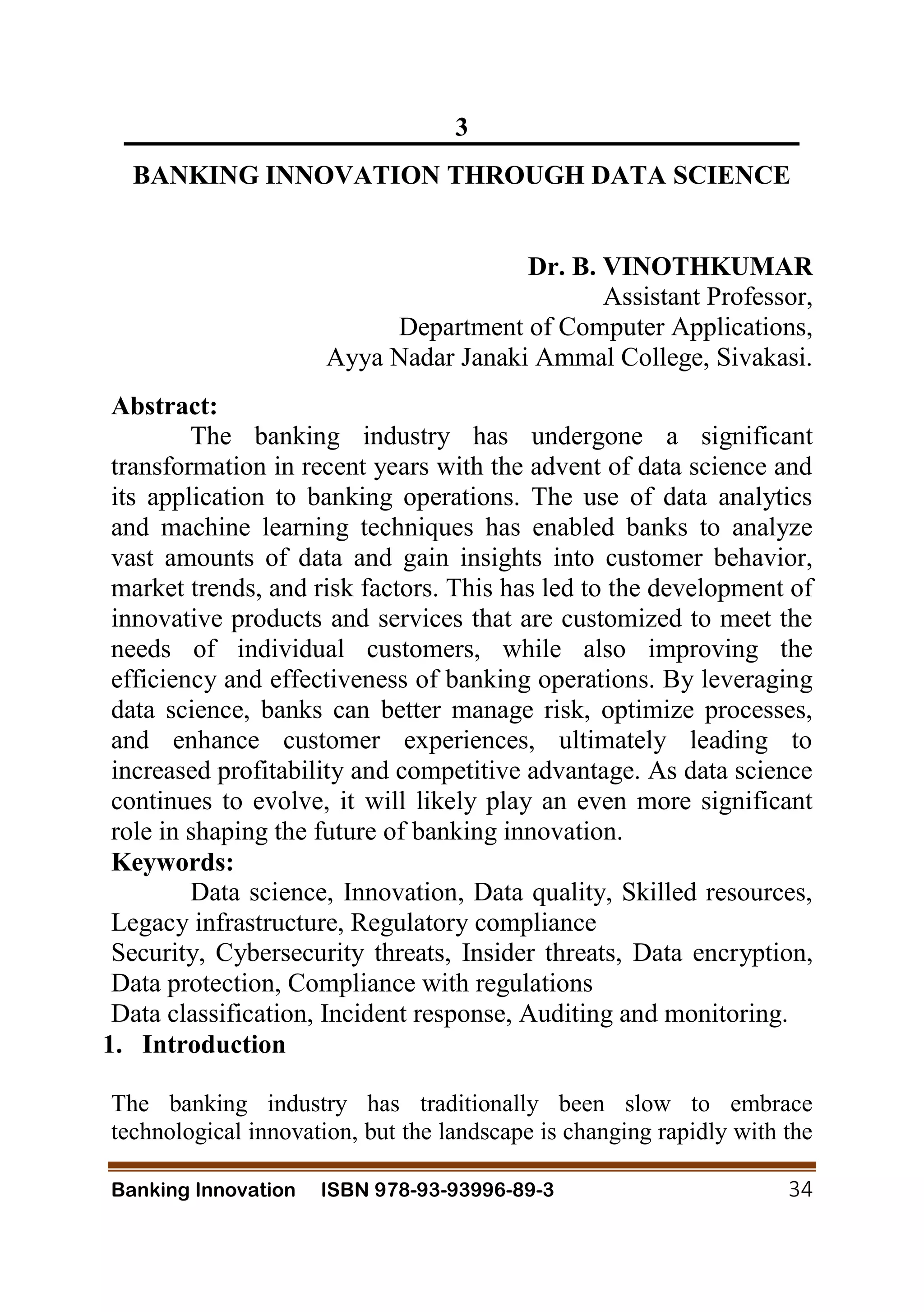 BANKING INNOVATION THROUGH DATA SCIENCE | PDF