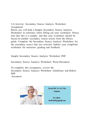 3-4 Activity Secondary Source Analysis WorksheetAssignment | PDF