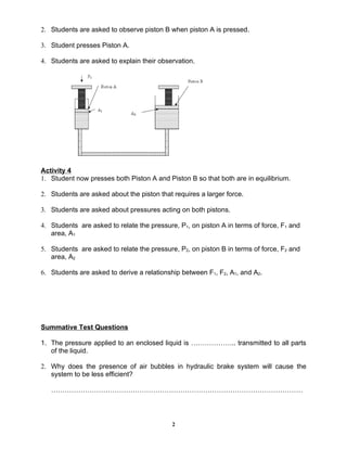 Pascal's Principle Worksheet Physical Science