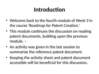 module continues the discussion on reading patent documents | PPTX