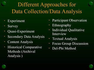 Different Approaches for Data Collection/Data Analysis | PPT