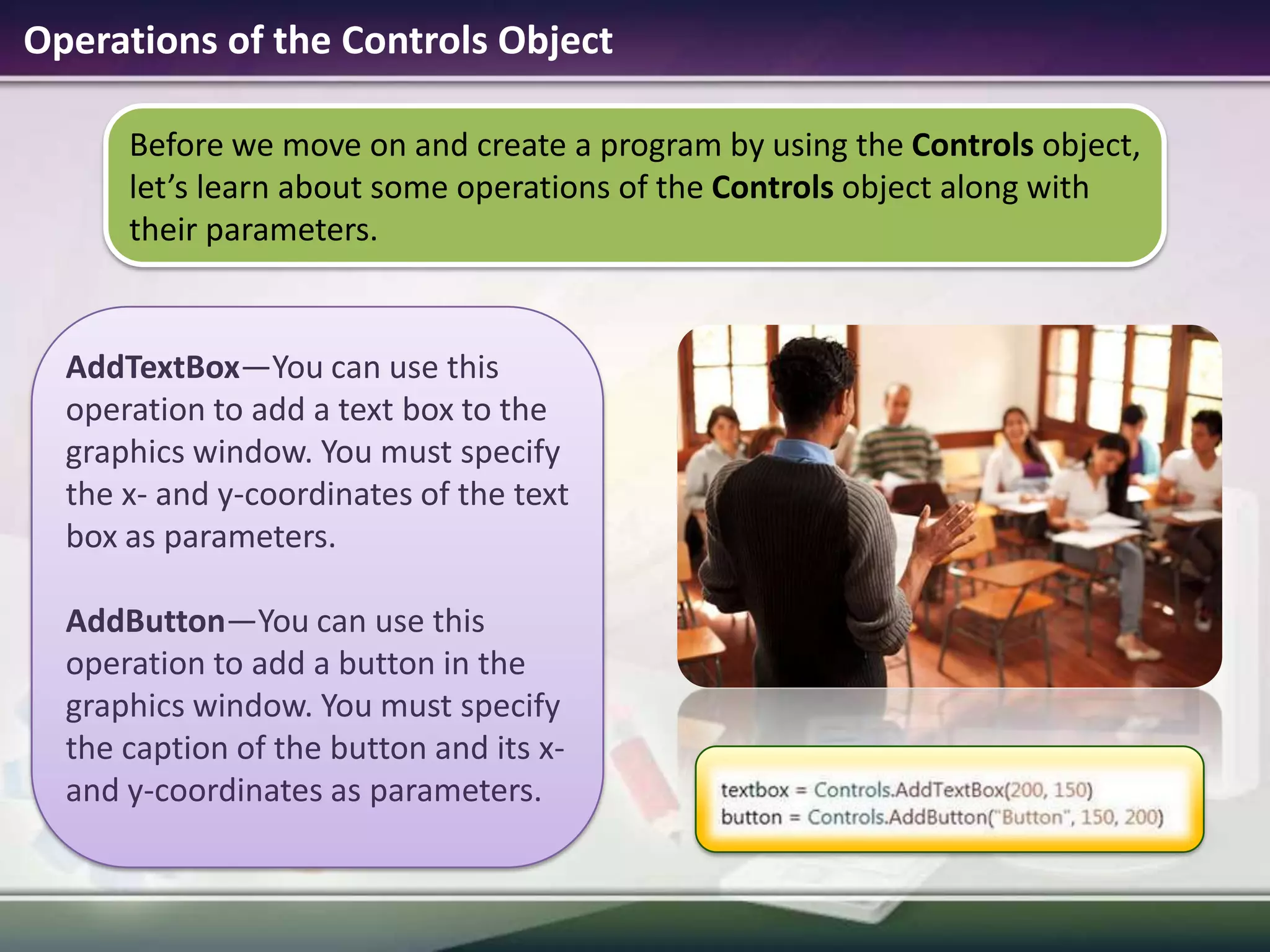 3.5 the controls object | PPTX