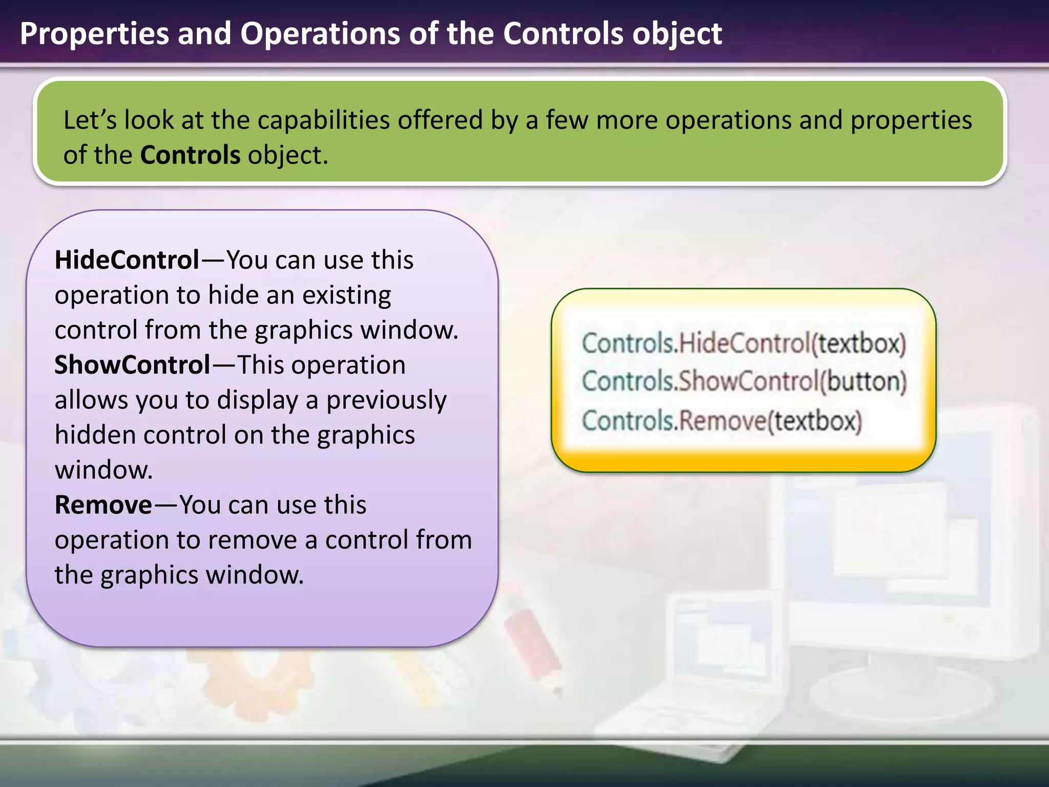 3.5 the controls object | PPTX