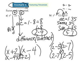 3.5 Factor Simple Trinomial notes | PPT