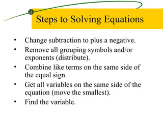 3 5 solving equations with variable on both sides | PPT