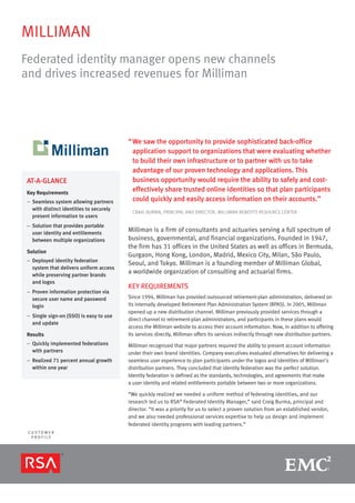 RSA’s Federated Identity Solution for Milliman Single SignOn | PDF