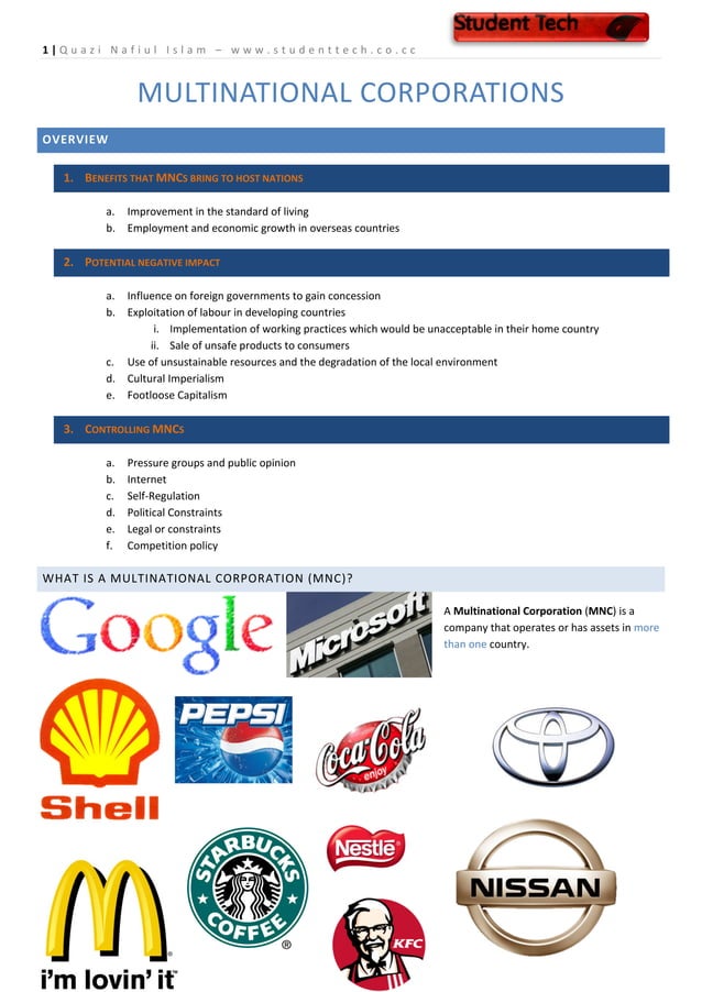 3.6 multinational corporations | PDF | Large Business | Business