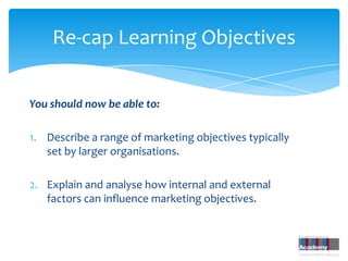 3.7 understanding marketing objectives - moodle | PPTX