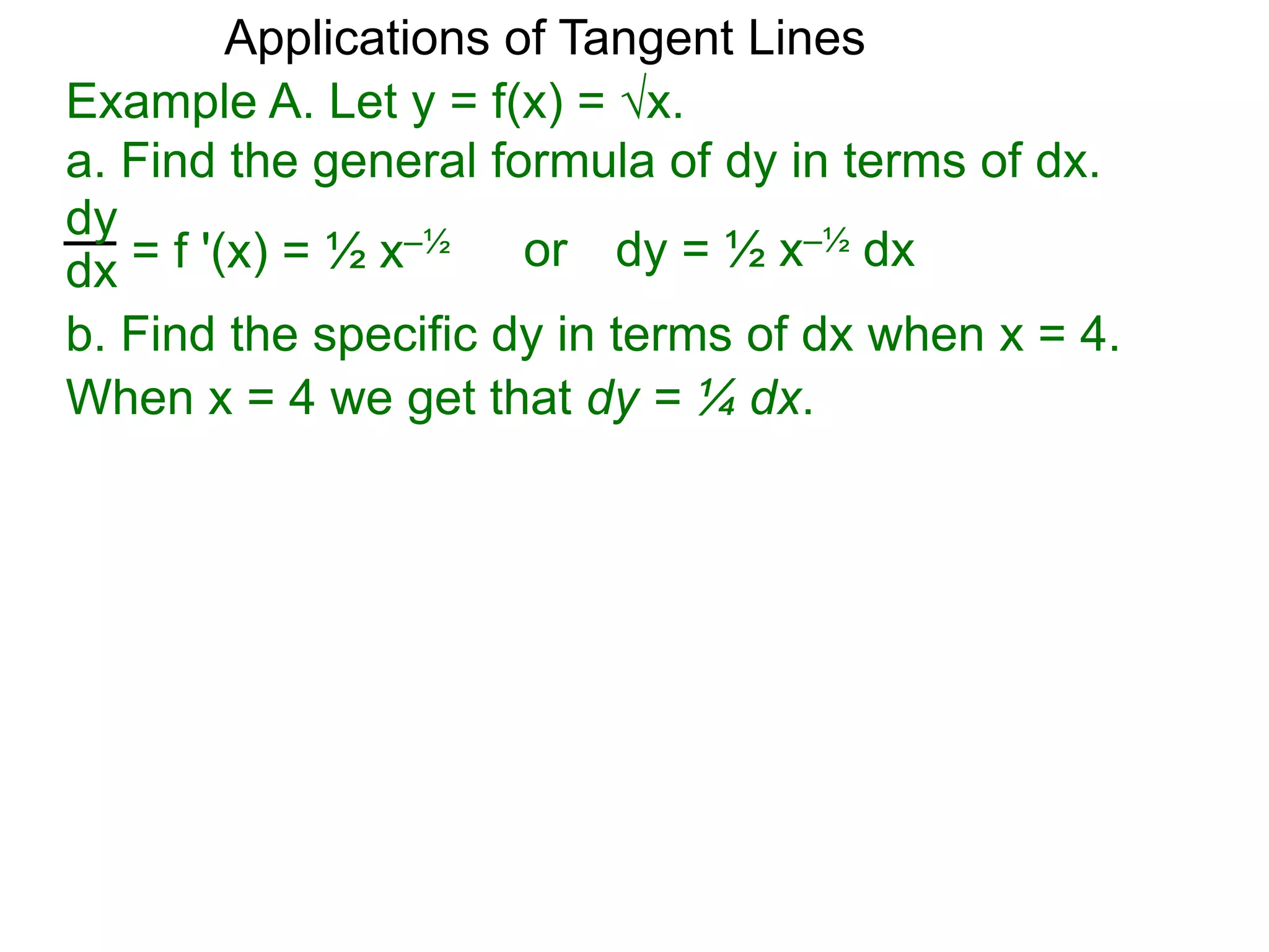 3.7 applications of tangent lines | PPTX