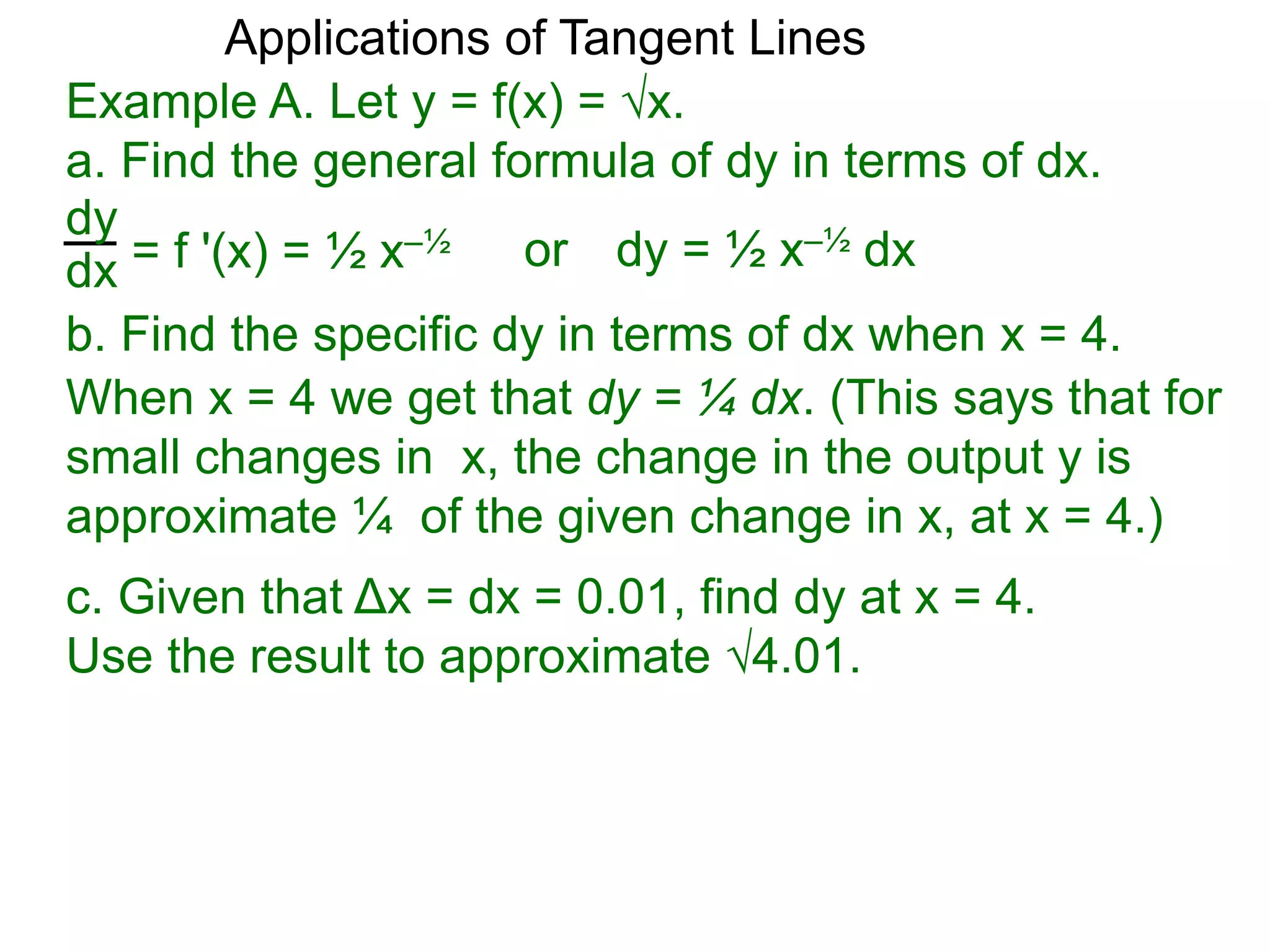 3.7 applications of tangent lines | PPTX