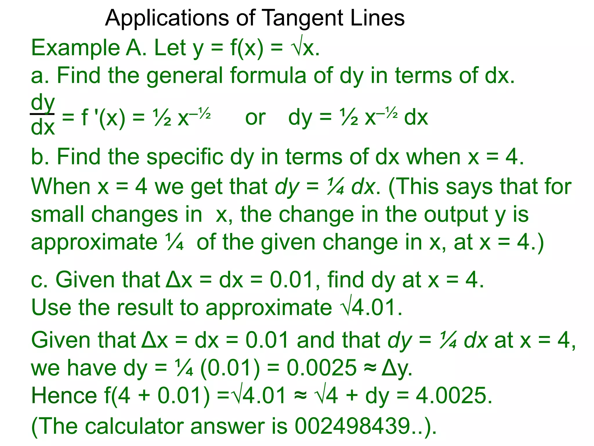 3.7 applications of tangent lines | PPTX