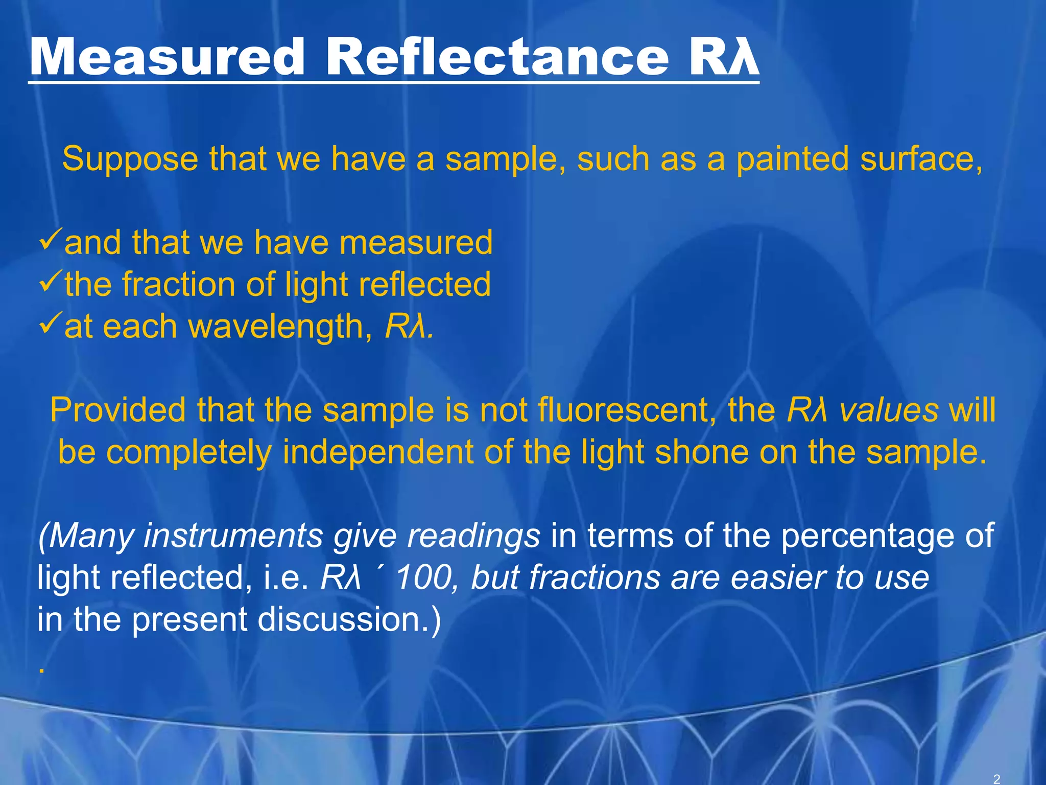 3 7 Calculation Of Tristimulus Values From Measured Reflectance Values