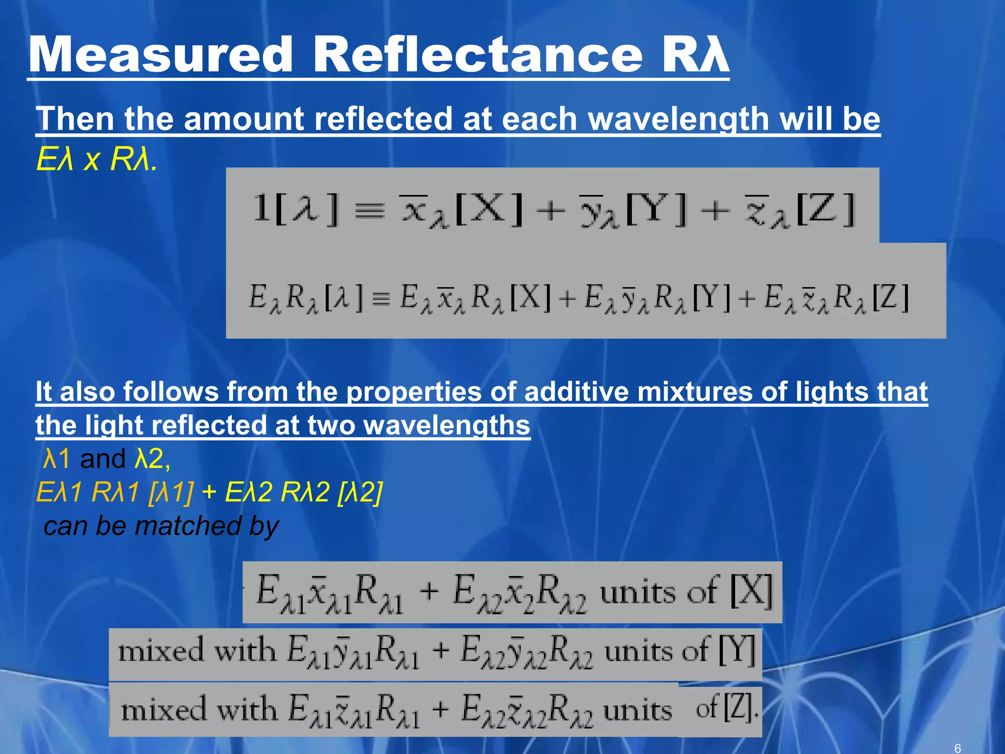 3 7 Calculation Of Tristimulus Values From Measured Reflectance Values