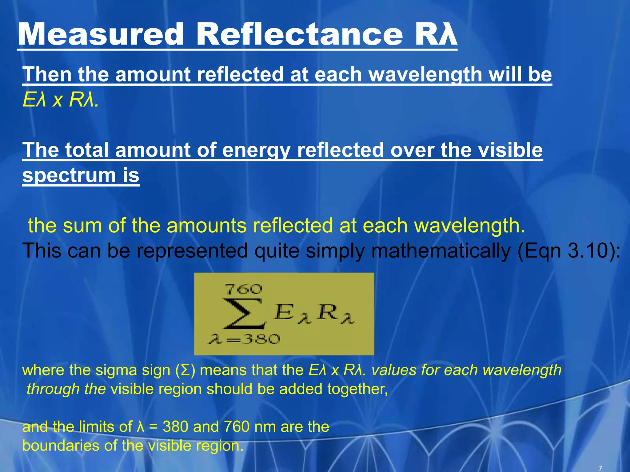 3 7 Calculation Of Tristimulus Values From Measured Reflectance Values