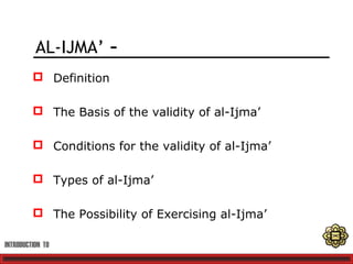 Introduction to Usul Fiqh : al-ijmak | PPT