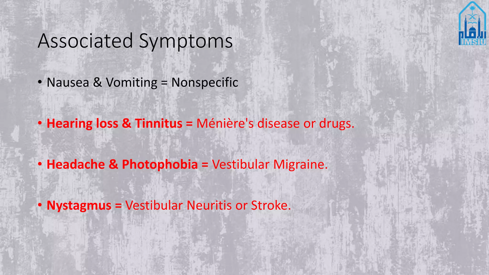 Approach to dizziness | PPTX