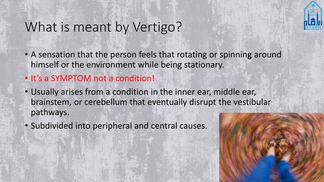 Approach to dizziness | PPTX | Brain and Nervous System Disorders ...