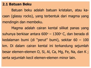 3 bab ii batuan sub batuan beku & piroklastik | PPT