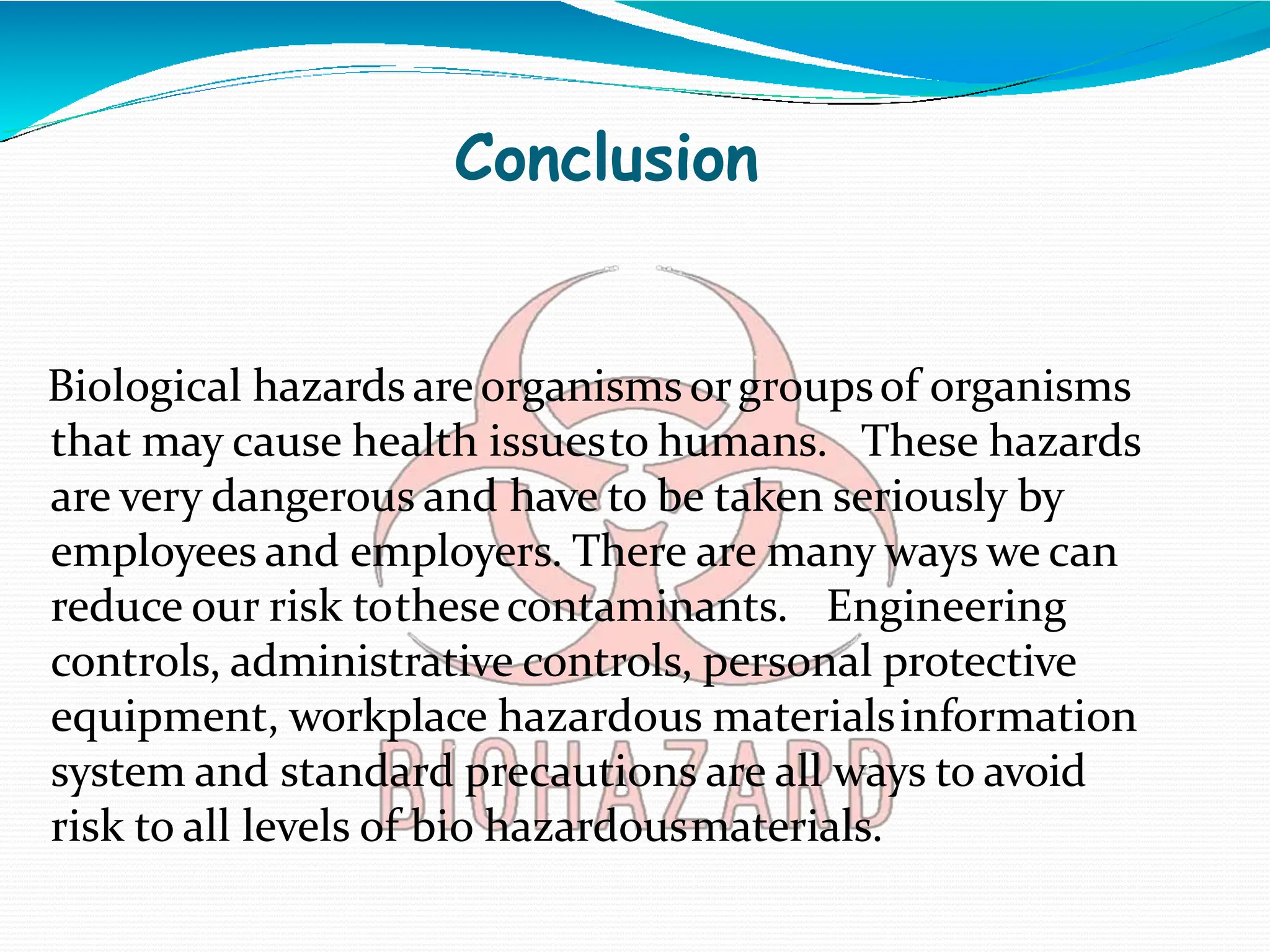 Biological hazards - in healthcare unit | PPTX