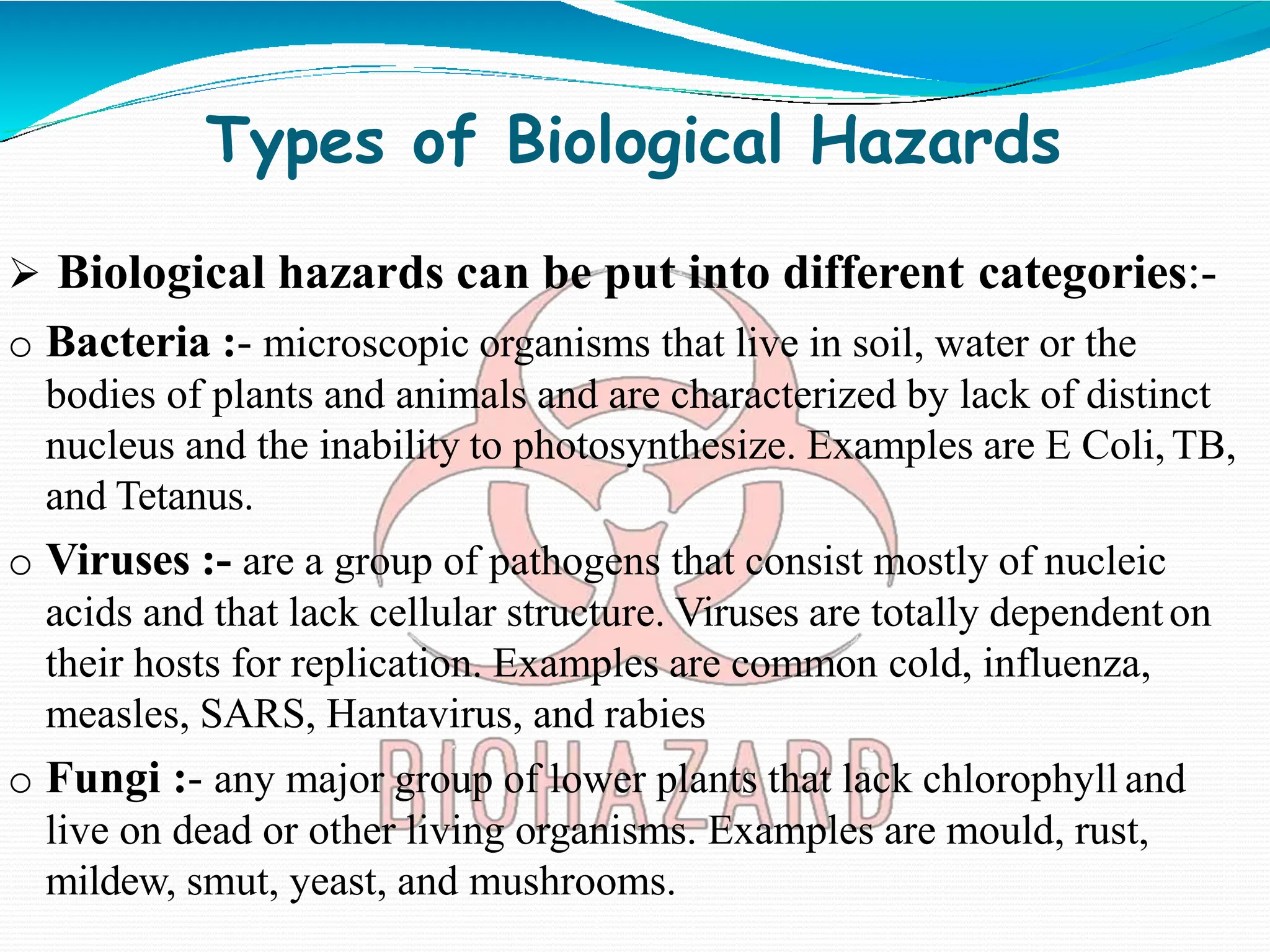 Biological hazards - in healthcare unit | PPTX