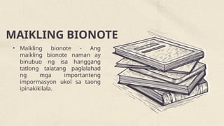 3 - BIONOTE.pptx bionote (biographical notes) | PPTX