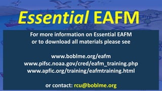 Introducing Essential EAFM: Developing capacity in the ecosystem ...