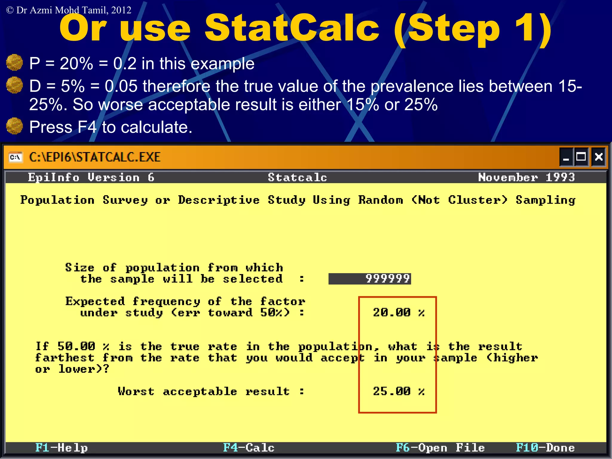 3. Calculate samplesize for prevalence studies | PPT