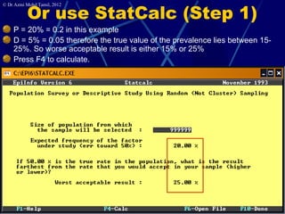 3. Calculate samplesize for prevalence studies | PPT