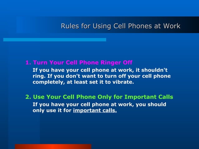Cell phone Etiquette | PPT | Phone Services | Home Utilities