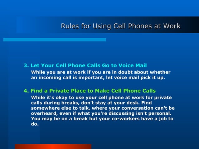 Cell phone Etiquette | PPT | Phone Services | Home Utilities