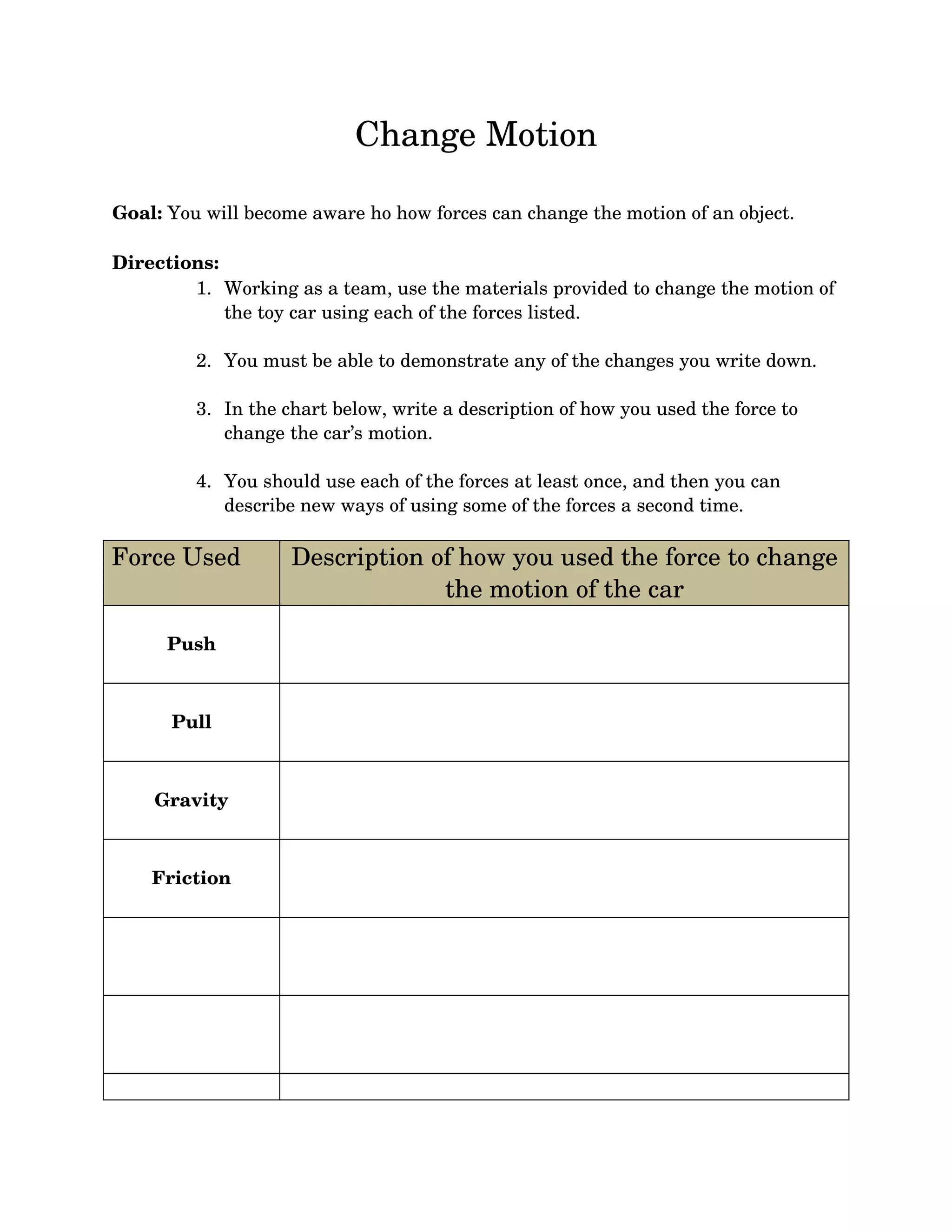 3. Changing Motion Lesson | PDF