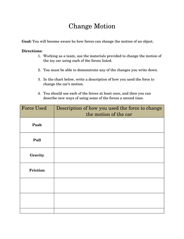 3. Changing Motion Lesson | PDF
