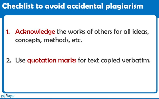 Checklist to avoid accidental plagiarism | PPT