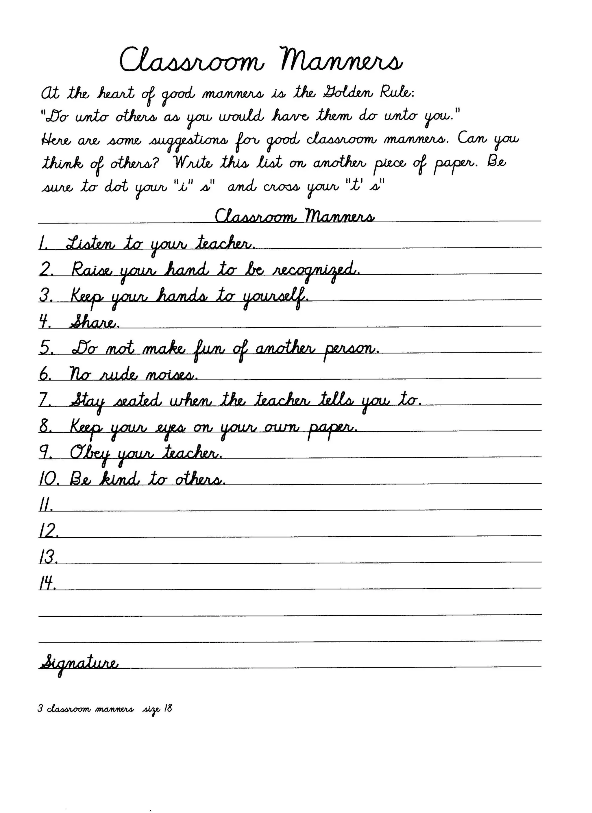 3 Classroom Manners | PDF