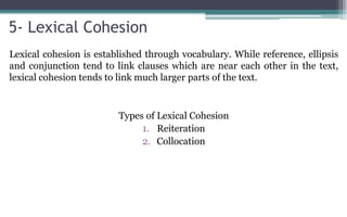 Cohesion, Coherence and Textuality | PPT